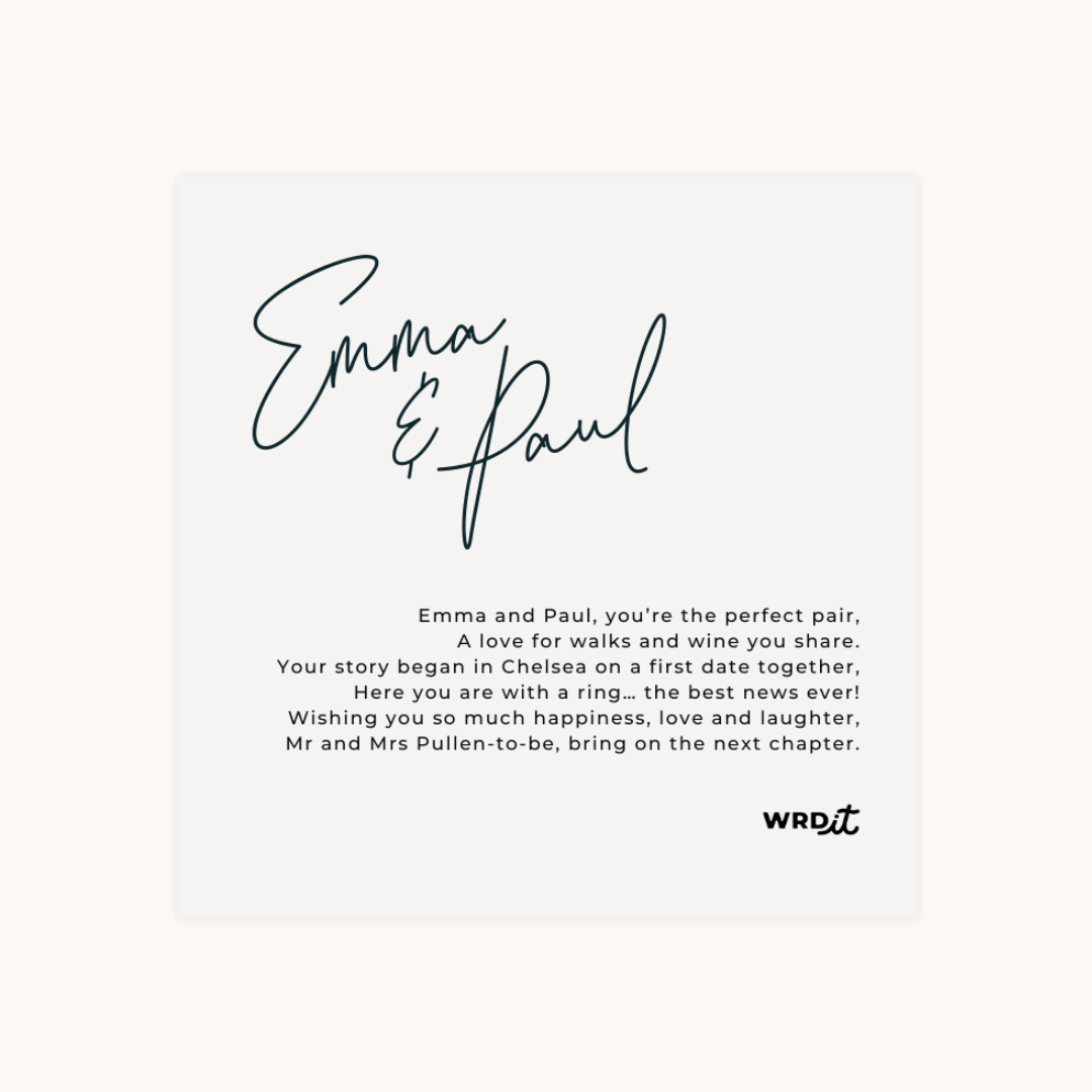 Personalised Engagement Poem Candle – www.wrdit.com