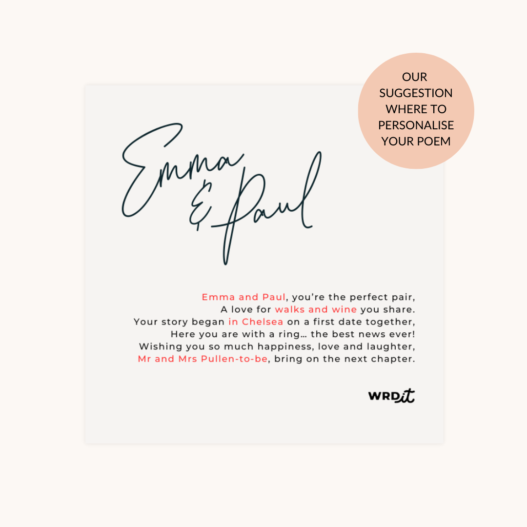 Personalised Engagement Poem Candle – www.wrdit.com