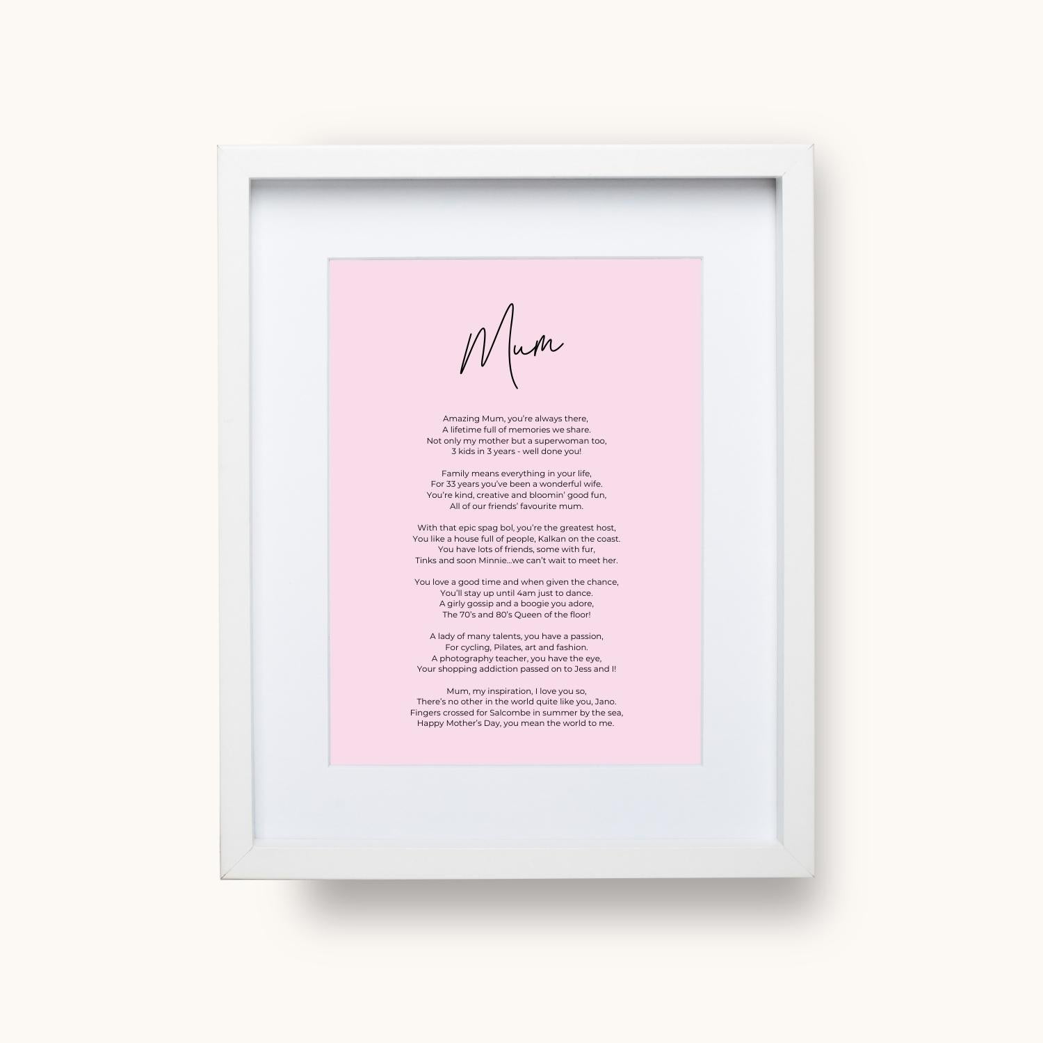 Personalised Poem Frames – www.wrdit.com